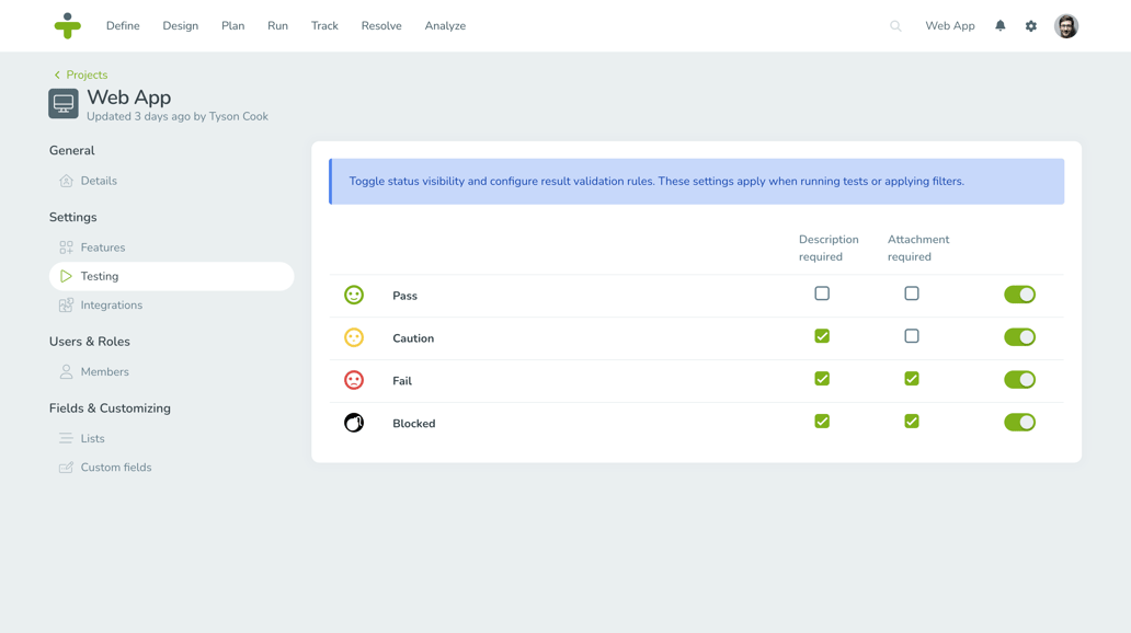 Customizing your Test Run
